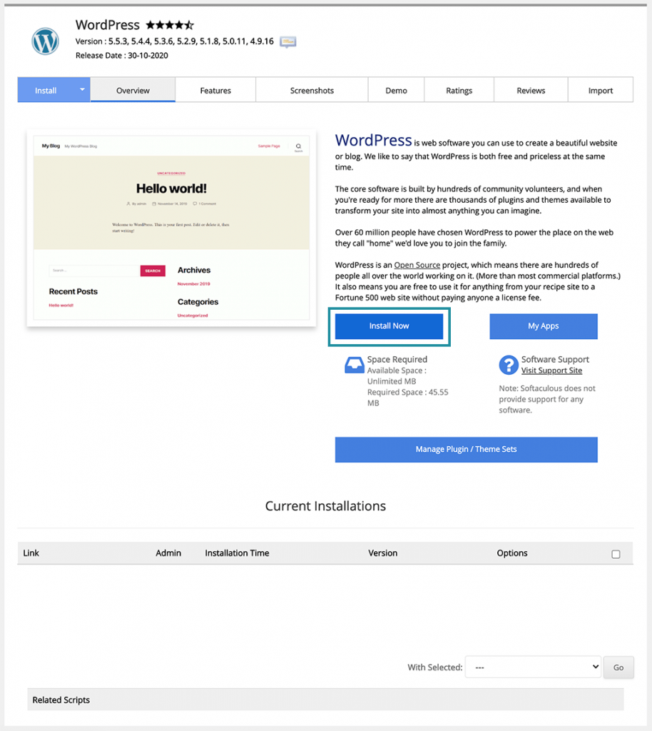 How Do I Use Softaculous With Wordpress Clook Internet Blog